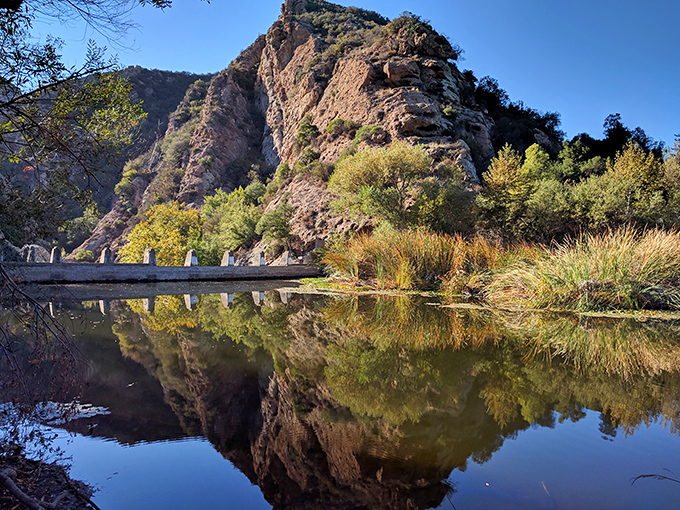 Rolling green hills meet dramatic mountain peaks in this postcard-perfect landscape. Mother Nature showing off her best work just minutes from LA's concrete jungle.