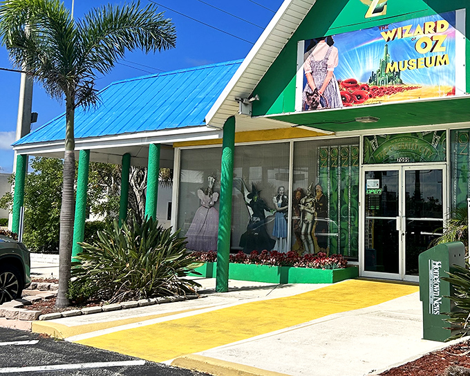 The emerald-green exterior with its yellow brick road entrance isn't subtle, but that's exactly the point. Oz awaits!