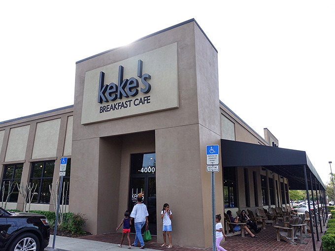 The unassuming exterior of Keke's Breakfast Café hides a breakfast paradise within. Sometimes the best culinary treasures come in modest packages.