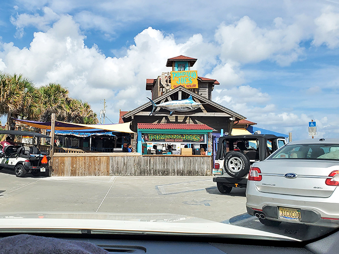 Pompano Joe's weathered wooden exterior isn't trying to impress anyone&mdash;yet somehow manages to charm everyone with its colorful Caribbean-inspired architecture perched right on the dunes. 