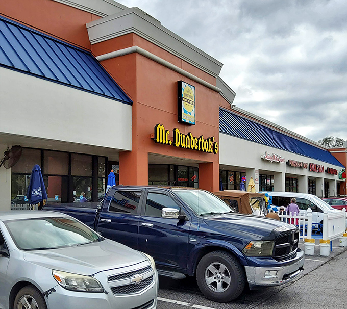 Strip mall exterior by day, Bavarian wonderland by night. Mr. Dunderbak's proves you should never judge a bratwurst by its parking lot.