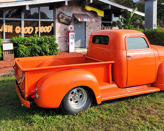 The rustic wooden exterior with its hub cap decorations promises the kind of authentic roadhouse experience that makes food taste better somehow.