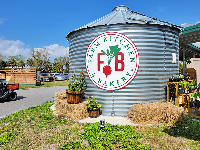 The silo that launched a thousand road trips! Fat Beet Farm's distinctive exterior promises farm-fresh delights inside this Tampa treasure.
