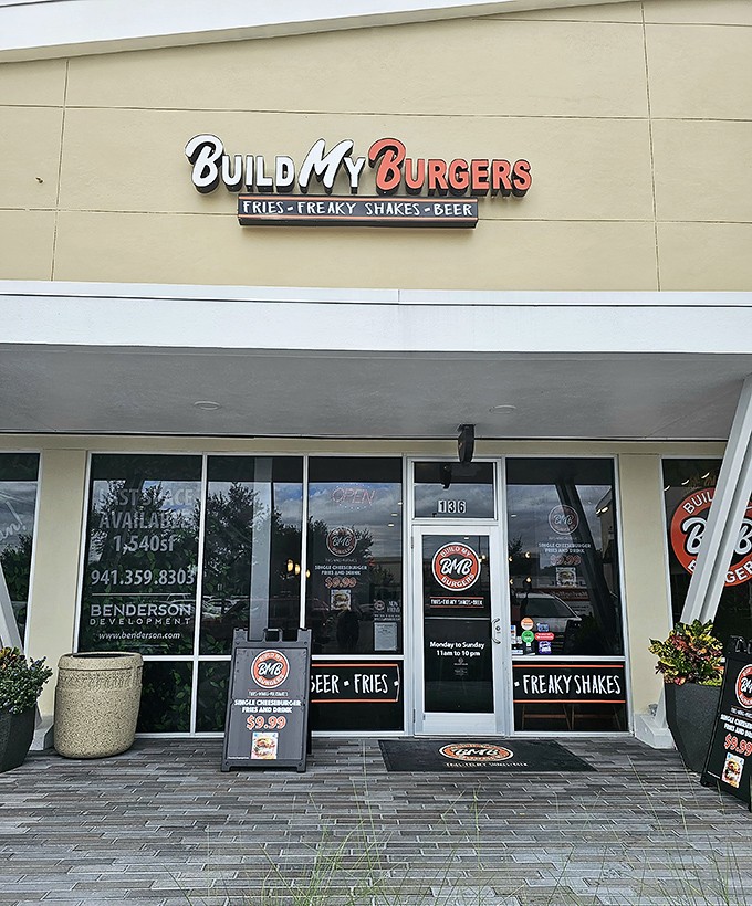 The neon glow of Build My Burgers beckons like a lighthouse for the hungry. Open till midnight for those emergency burger situations we all face. 