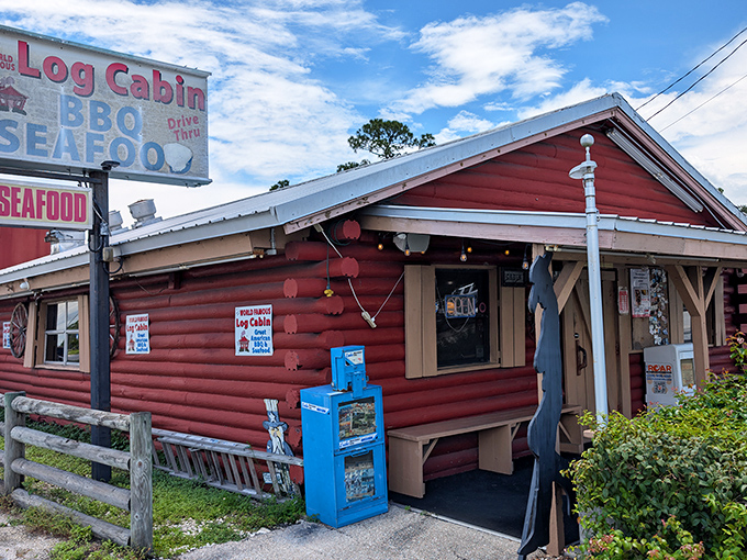 That rustic red exterior isn't just for show &ndash; it's your first hint at the smoky treasures waiting inside.