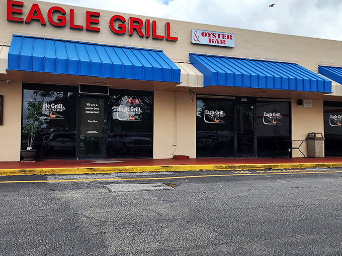 The unassuming exterior of Eagle Grill & Oyster Bar proves once again that Florida's best seafood treasures often hide in plain sight.