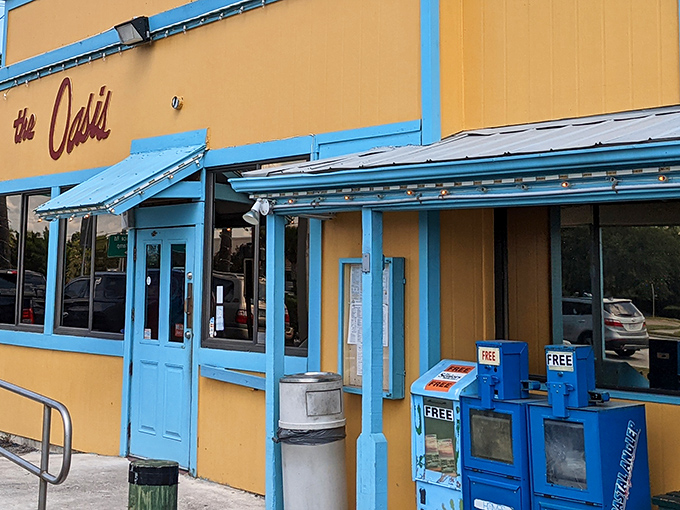 The sunshine-yellow exterior of the Oasis isn't just a building&mdash;it's a mood-altering device that instantly transports you to vacation mode.