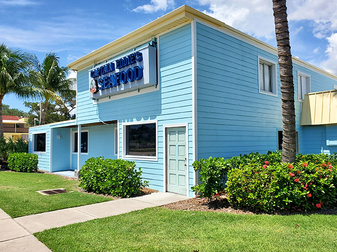 The unassuming blue exterior of Captain Eddie's might fool you, but locals know this modest building houses seafood treasures worth crossing county lines for.