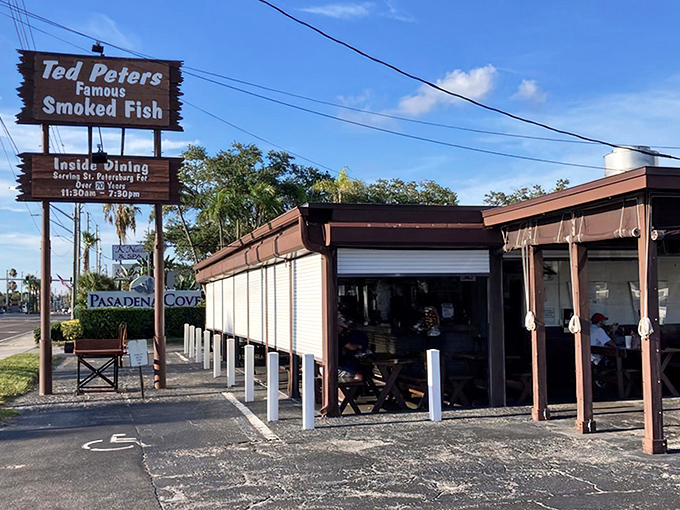 The unassuming exterior of Ted Peters has been luring seafood lovers for decades&mdash;proof that the best Florida experiences don't need fancy facades.