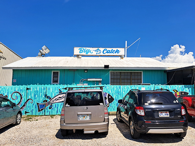 The turquoise facade of The Big Catch isn't trying to hide &ndash; it's proudly announcing that Florida seafood magic happens here. No pretense, just promise.