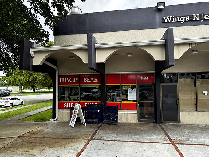 The unassuming exterior of Hungry Bear Sub Shop hides Miami's sandwich paradise behind its distinctive arched facade. Culinary treasures often hide in plain sight.