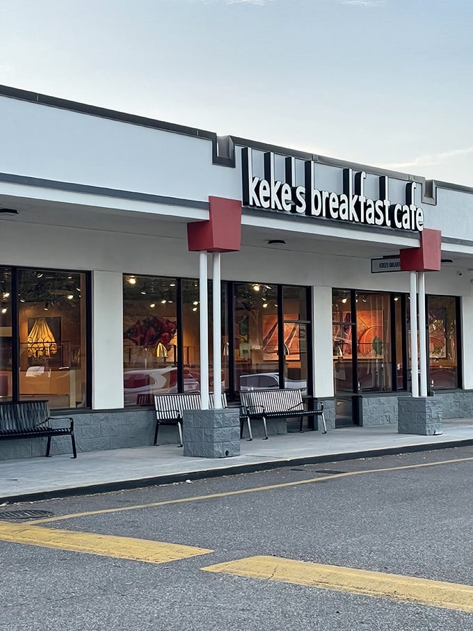 The unassuming storefront hides breakfast greatness within, like finding a treasure map disguised as a grocery list. Keke's clean exterior promises organized deliciousness inside.
