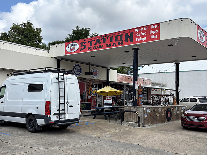 The ultimate plot twist in dining: a former gas station that now fuels hungry travelers with seafood treasures instead of unleaded.