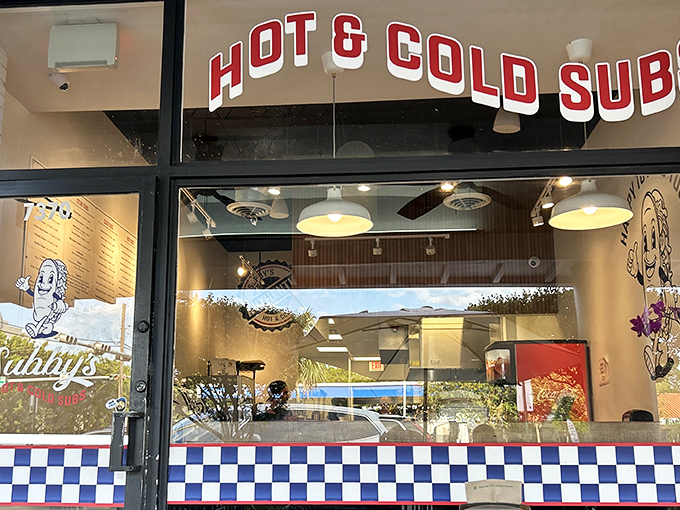 The classic blue and white checkered tiles practically scream "good food happens here!" Subby's storefront promises simple sandwich perfection without pretension.