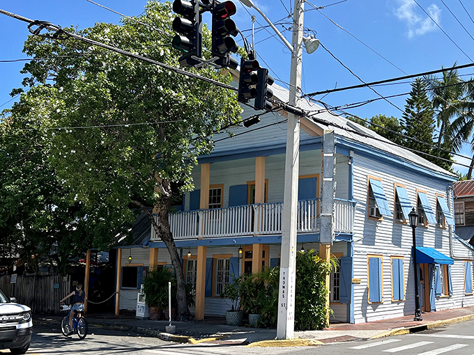 Blue Heaven's outdoor dining area feels like stumbling into a secret tropical garden party where the tables are mismatched and the vibes are perfectly matched.