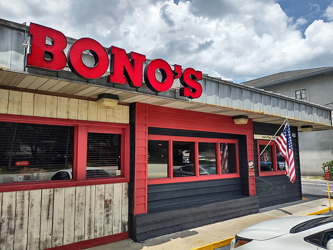 That iconic red sign against the Florida sky is like a barbecue lighthouse, guiding hungry souls to smoky salvation on Beach Boulevard.