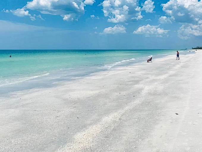 Pure sugar-white sand meets endless blue sky in this postcard-perfect slice of Gulf Coast paradise.