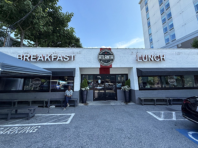 The unassuming white brick exterior hides culinary treasures within – like finding a diamond in a very delicious rough.