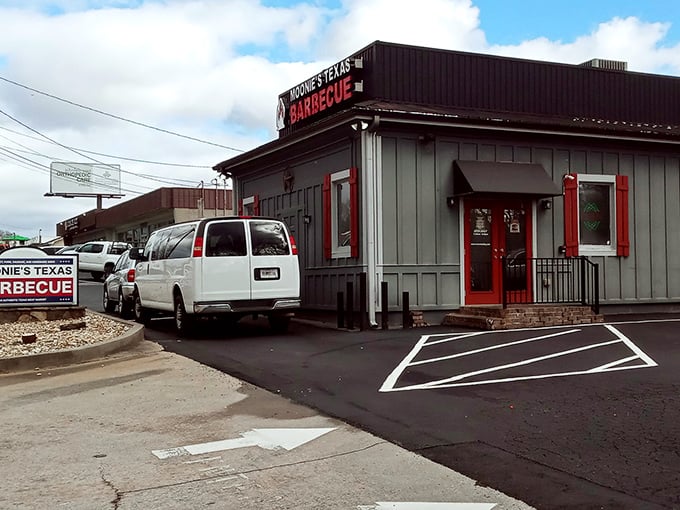 The unassuming exterior of Moonies Texas BBQ stands as a beacon for barbecue pilgrims. Like all great BBQ joints, it promises smoke, not pretension.