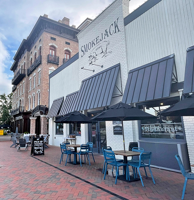 Smokejack's crisp white brick exterior stands proudly on Alpharetta's Main Street, like a beacon calling hungry souls home to barbecue paradise.