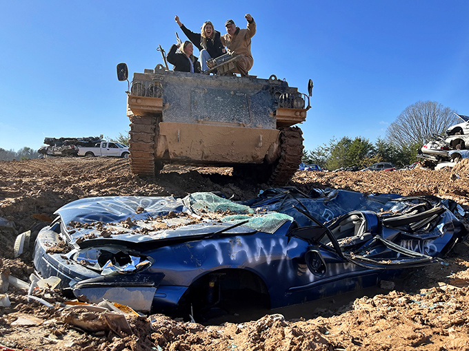 Nothing says "I had a normal Tuesday" like crushing a car with a military tank. The ultimate stress reliever awaits at Tank Town USA.