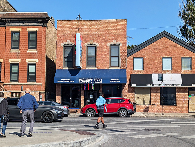The unassuming brick facade of Pequod's Pizza in Chicago hides culinary treasures that have locals lining up and visitors making pilgrimages.