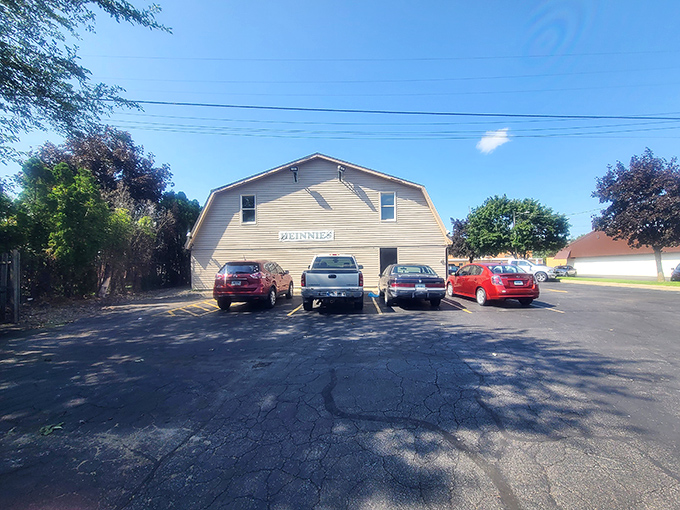 The unassuming exterior of Heinnies stands like a culinary speakeasy &ndash; no flashy signs needed when your prime rib does all the talking.