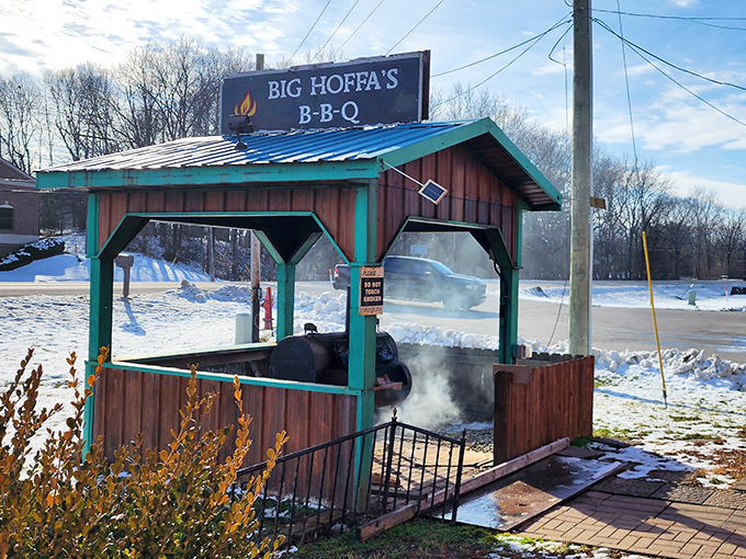 The brick fortress of flavor stands proudly with its pirate flag waving, a beacon for BBQ pilgrims seeking smoky salvation in suburban Westfield.