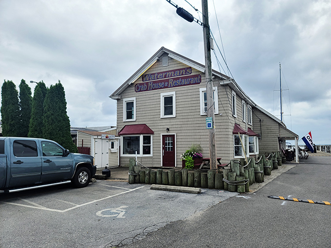 The unassuming exterior of Waterman's Crab House proves the old adage: never judge a crab cake by its siding. Seafood paradise awaits inside!