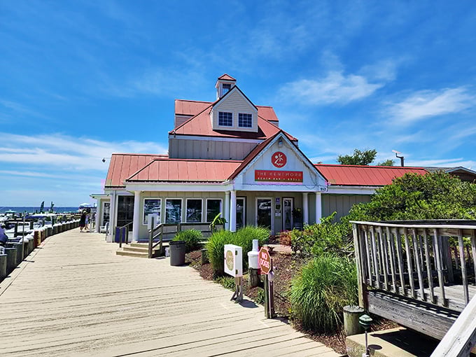 The red-roofed maritime charm of Kentmorr beckons like a lighthouse for hungry souls. Chesapeake Bay views included at no extra charge!
