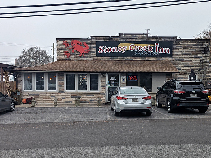 The stone facade and cheerful red crab sign of Stoney Creek Inn welcome seafood pilgrims like an old friend who happens to make the best crab cakes in Maryland.