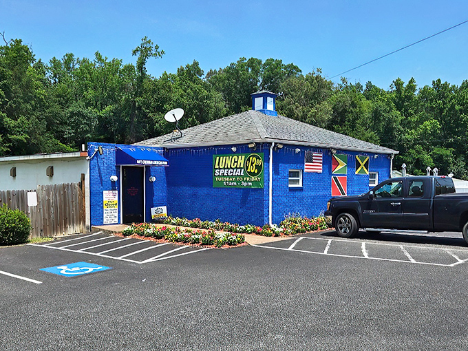 That electric blue exterior isn't just eye-catching&mdash;it's a beacon of flavor calling to hungry travelers from miles around.