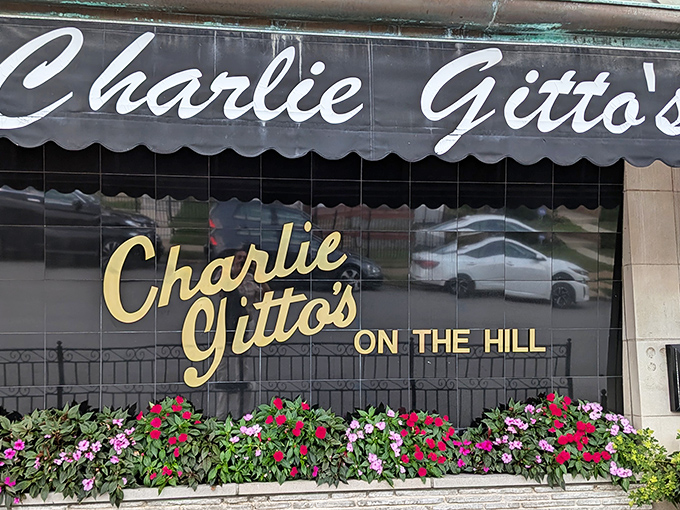 The classic brick fa&ccedil;ade of Charlie Gitto's On The Hill stands as a culinary landmark in St. Louis, promising Italian delights behind those wooden doors.