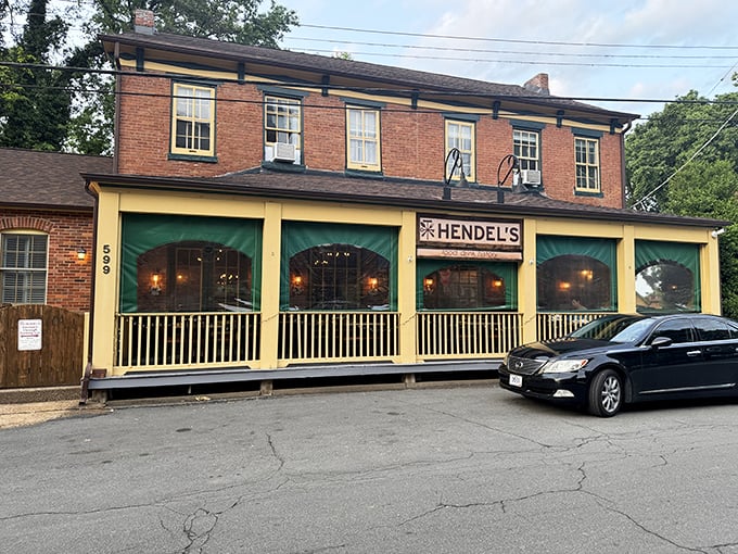 Hendel's historic brick building with its cheerful yellow facade stands like a culinary time machine in Florissant, promising delicious adventures within those green-awninged windows.