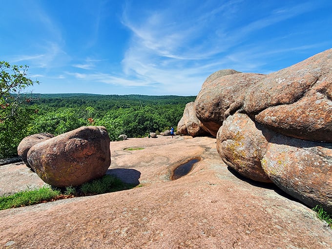 Nature's playground at its finest! These billion-year-old pink granite boulders create a surreal landscape that begs to be explored and climbed.