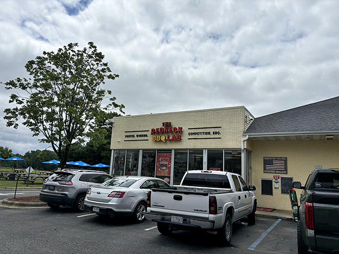 The unassuming exterior of BBQ greatness. Like finding a Michelin star in a strip mall, this Benson landmark proves appearances can be deliciously deceiving.