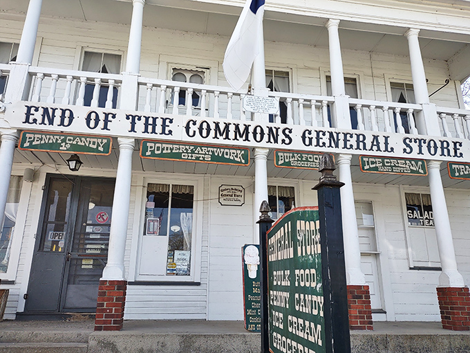 The white clapboard façade with patriotic bunting isn't just Instagram bait—it's a time portal disguised as America's favorite porch. Welcome to Mesopotamia's worst-kept secret.