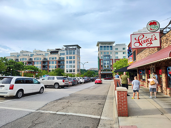 The iconic red sign of Luigi's has been welcoming hungry Akronites since long before Instagram made restaurant exteriors worth photographing. Brick, charm, and promise.