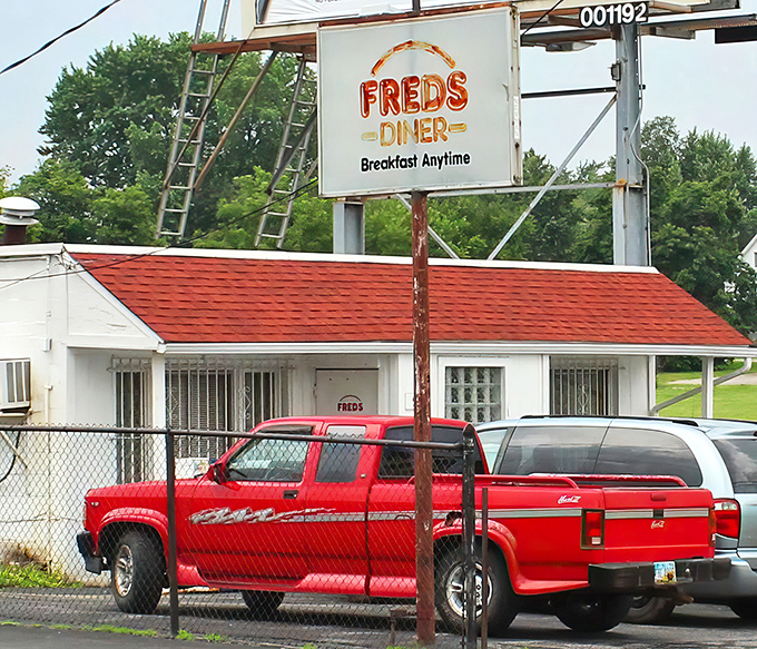 That iconic sign promises "Breakfast Anytime" – three magic words that speak directly to your soul when hunger strikes at odd hours.