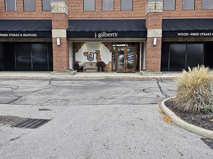 The brick fa&ccedil;ade of J. Gilbert's stands proudly in Worthington, promising wood-fired delights within those walls that have witnessed countless celebration dinners.