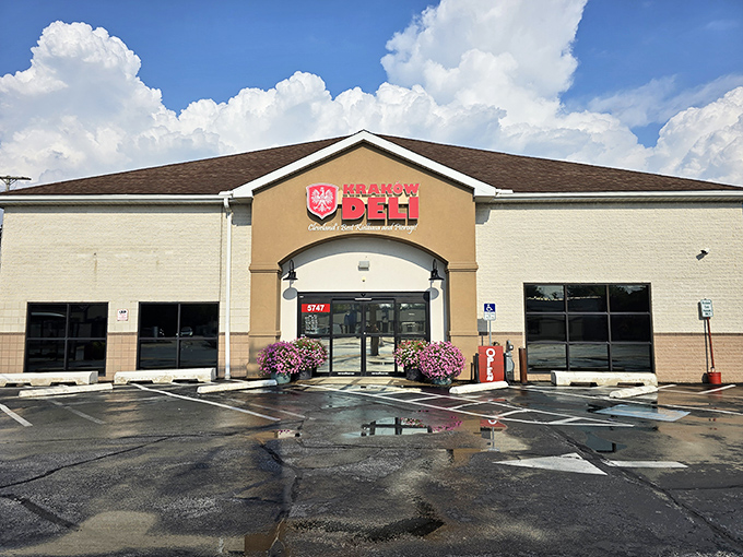 The tan fa&ccedil;ade with vibrant flower baskets says "Welcome to Poland" before you even step inside. Like finding Europe tucked between a hardware store and dry cleaner.