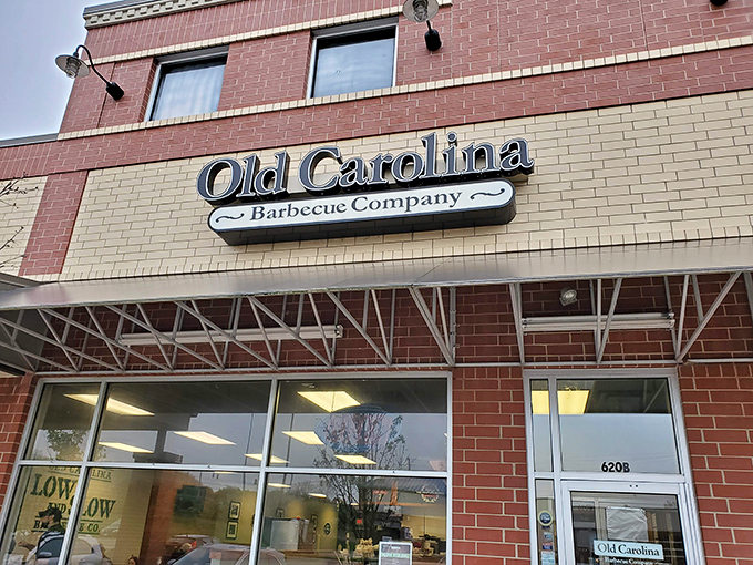 The stack of firewood outside isn't just for show&mdash;it's the first clue that Old Carolina takes its smoke seriously. BBQ authenticity starts here.