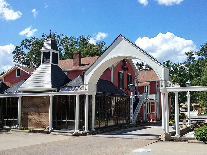 This charming red building has been welcoming guests and apparently some uninvited supernatural residents for generations.
