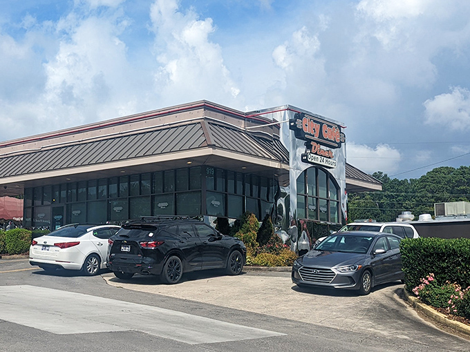The unassuming exterior of City Cafe Diner stands like a beacon of comfort food hope along Keith Street in Cleveland, Tennessee.