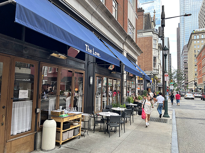 The Love's distinctive blue awnings beckon hungry Philadelphians like a culinary lighthouse on Rittenhouse Square. Impossible to miss, impossible to resist.