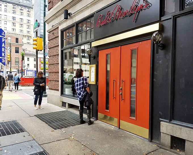 Those bright orange doors aren't just an entrance&mdash;they're a promise of the comfort food paradise waiting inside. Philadelphia's culinary scene at its most inviting.