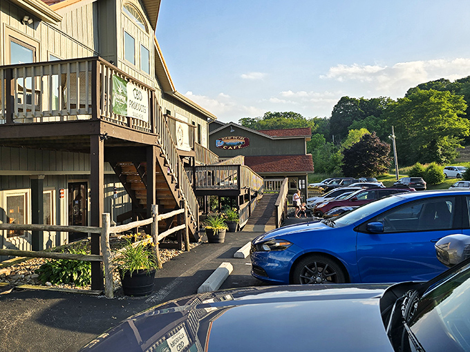 The rustic barn-like exterior of Out of the Fire Caf&eacute; stands like a culinary lighthouse in Donegal, beckoning hungry travelers with promises of exceptional fare.