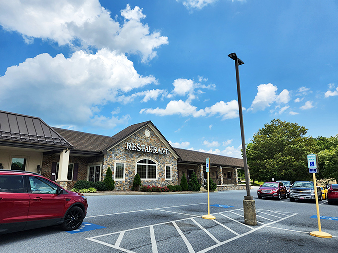 Stone and brick fa&ccedil;ade that says "come in and stay awhile" without saying a word. Pennsylvania Dutch hospitality starts at the curb.