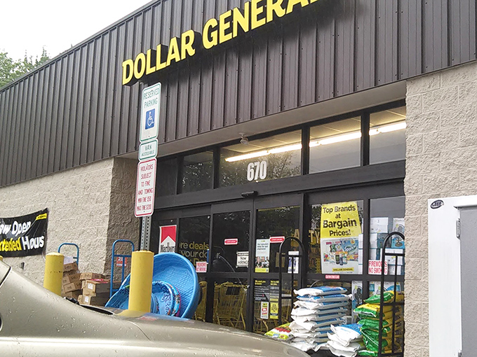 The iconic yellow and black signage beckons like a budget-friendly lighthouse guiding penny-pinchers safely to harbor. Dollar General's Waymart location stands ready for bargain hunters.