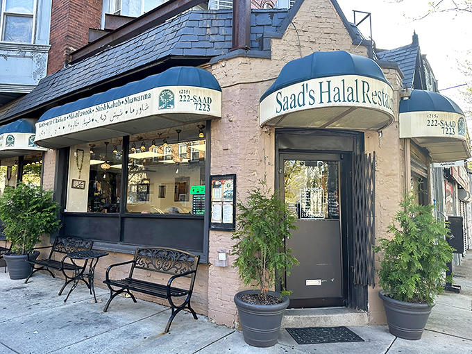 Saad's stone facade stands like a culinary lighthouse at 45th and Walnut, beckoning hungry Philadelphians to its corner of cultural fusion.